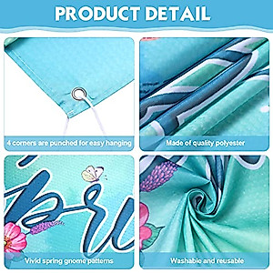 Hello Spring Decorations Spring Easter Photography Banner Gnome Blue Truck Daisy Backdrop Butterfly Flowers Background for Holiday Photo Prop Booth Indoor Outdoor, 43.3'' x 72.8''