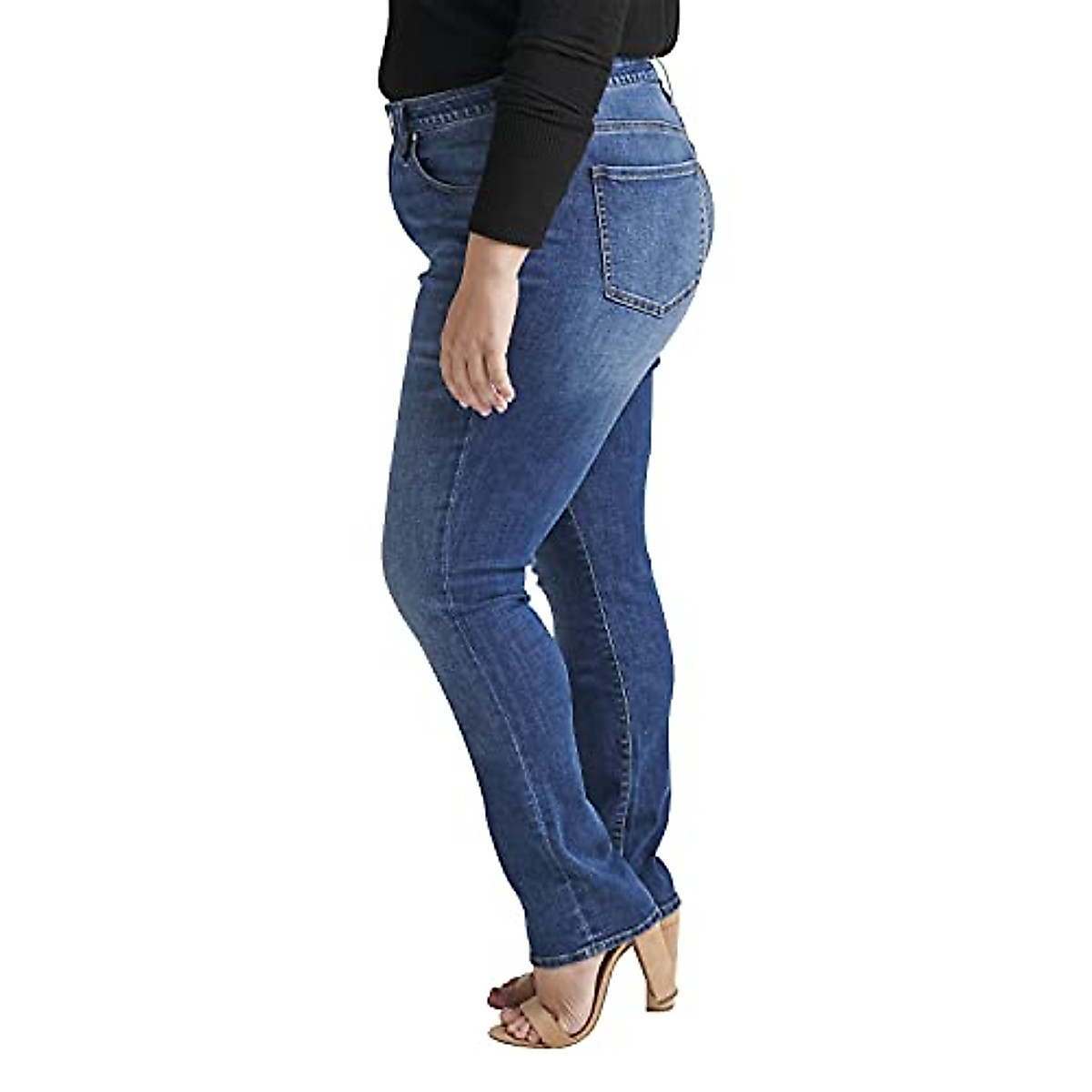 JAG Jeans Women's Plus Size Ruby Mid Rise Straight Leg Jeans, Thorne Blue, 16 Plus