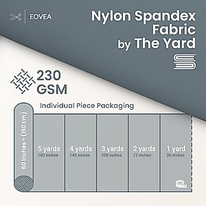 EOVEA - Nylon Spandex Fabric - 4 Way Stretch Fabric - Swimwear Fabric by The Yard - 60" Wide Lycra Fabric - Stretchy Swimsuit Fabric - Matte Tricot Fabric for Activewear - Steel Grey, 1 Yard