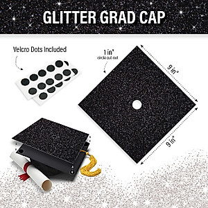Glitter Heavyweight Premium Construction Paper for Grad Caps, 5 Sheets, DIY Grad Cap Decorations (Black)