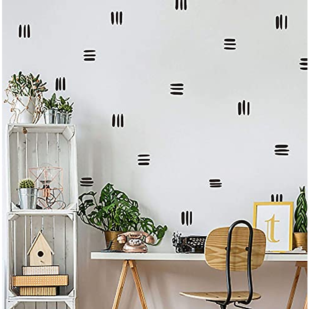 Line Wall Decals Modern Wall Stickers Black Vinyl Stickers for Wall Removable Peel and Stick Wall Decals Irregular Stripe Wall Sticker for Nursery Kids Room Living Room Bedroom Office Terracotta Decor
