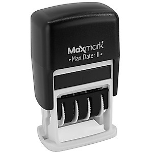 MaxMark Self-Inking Rubber Date Office Stamp with Received Phrase Blue Ink & Date RED Ink (Max Dater II), 12-Year Band