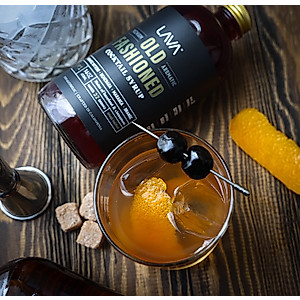 LAVA Premium Aromatic Old Fashioned Cocktail Syrup 16oz, Makes 32 Cocktails, Made with Aromatic Bitters, Demerara, Marasca Cherry, Orange Zest, Hazelnut and Cinnamon. Ready to Use. Just Add Whiskey.