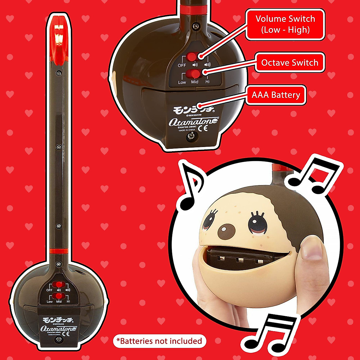 Otamatone Japanese Electronic Musical Instrument Portable Music Synthesizer from Japan by Maywa Denki Studio Award Winning, Educational Fun Gift for Children, Teens & Adults - Monchhichi