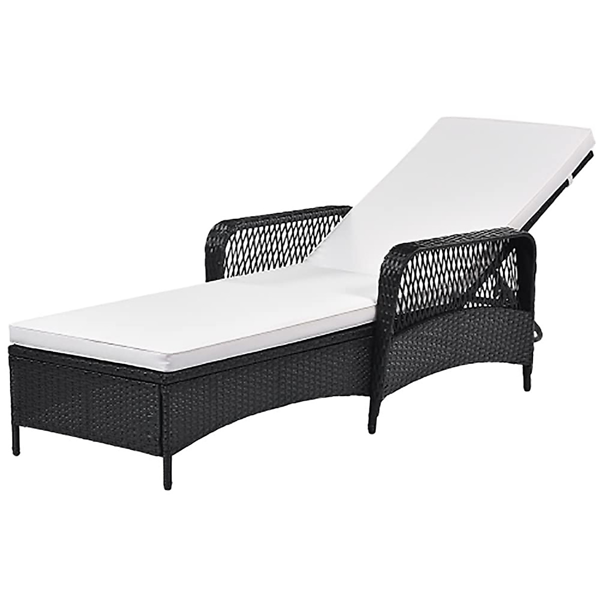 QWEZXCMI Patio Chaise Lounges, Outdoor Garden Pool PE Rattan Wicker Reclining Chaise with Cushion and Armrest, Wicker Sun Lounger with Adjustable Backrest,1pc