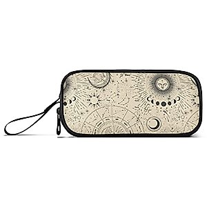ALAZA Moon Phases Zodiac Pencil Case Nylon Pencil Bag Portable Stationery Bag Pen Pouch with Zipper for Women Men College Office Work