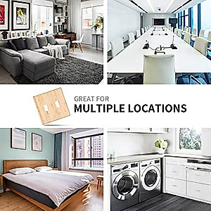 Solid Wood Light Switch Cover Double Toggle wall outlet covers wall plate Decorative for Bathroom Bedroom Kitchen Home, Standard Size 4.50" X 4.50"