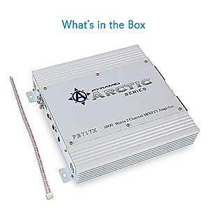 Pyramid 2 Channel Car Stereo Amplifier - 1000W Dual Channel Bridgeable High Power MOSFET Audio Sound Auto Small Speaker Amp Box w/ Crossover, Variable Gain Control, RCA IN/OUT, LED Indicators PB717X