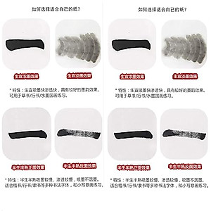 MEGREZ Chinese Japanese Calligraphy Xuan Paper, Rice Paper Sumi Calligraphy Paper for Calligraphy Brush Ink Writing, Painting without Grids 100 Sheets/Bag,13.4X 26.7inch, Sheng (Raw) Xuan