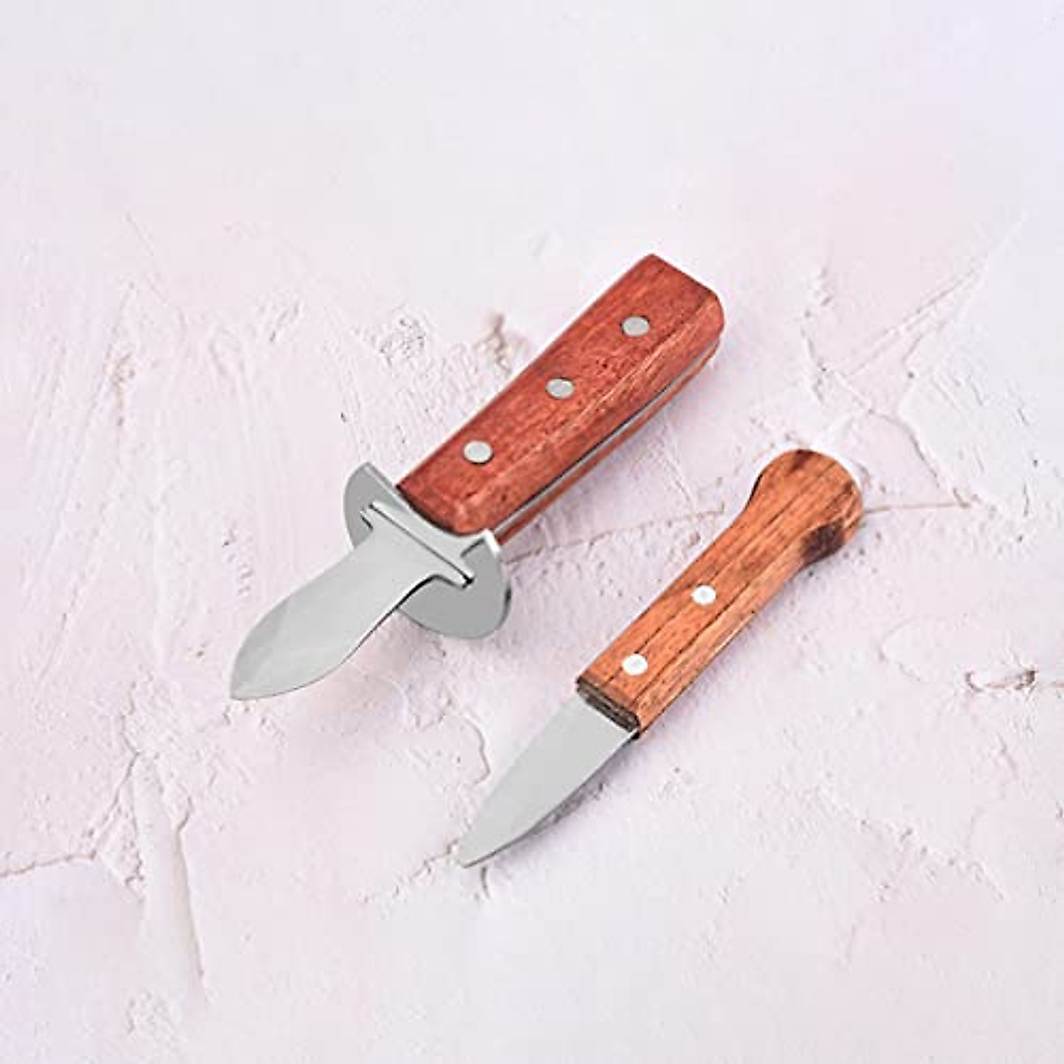 Angoily Hand Oyster Shucker 3Pcs Stainless Steel Oyster Knives with Wood Handle Shucker Oyster Shucking Tool Clam Shellfish Seafood Opener Practical Kitchen Oyster Knife Shucker