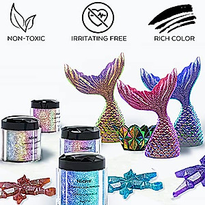 Nicpro 8 Color Chameleon Powder Pigment Set, Updated Mica Powder for Epoxy Resin, Soap Making, Candle Making, Bath Bombs, Slime, Flakes Eyeshadow, Nail Art, Christmas Makeup (0.17 oz/jar)