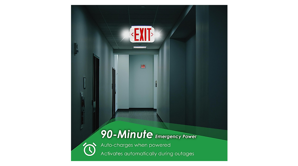 GRUENLICH LED Exit Sign Combo - Emergency Backup Lighting