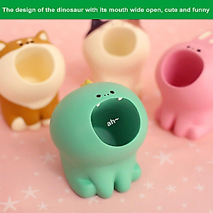 Cute Pen Pencil Holder,Kawaii Resin Animals Organizer,Creative Dinosaur With Wide Mouth Pencil Holder,Cartoon Toothbrush Holder,Mini Storage Decorations for Office Desk Dressing Table(Dinosaur)