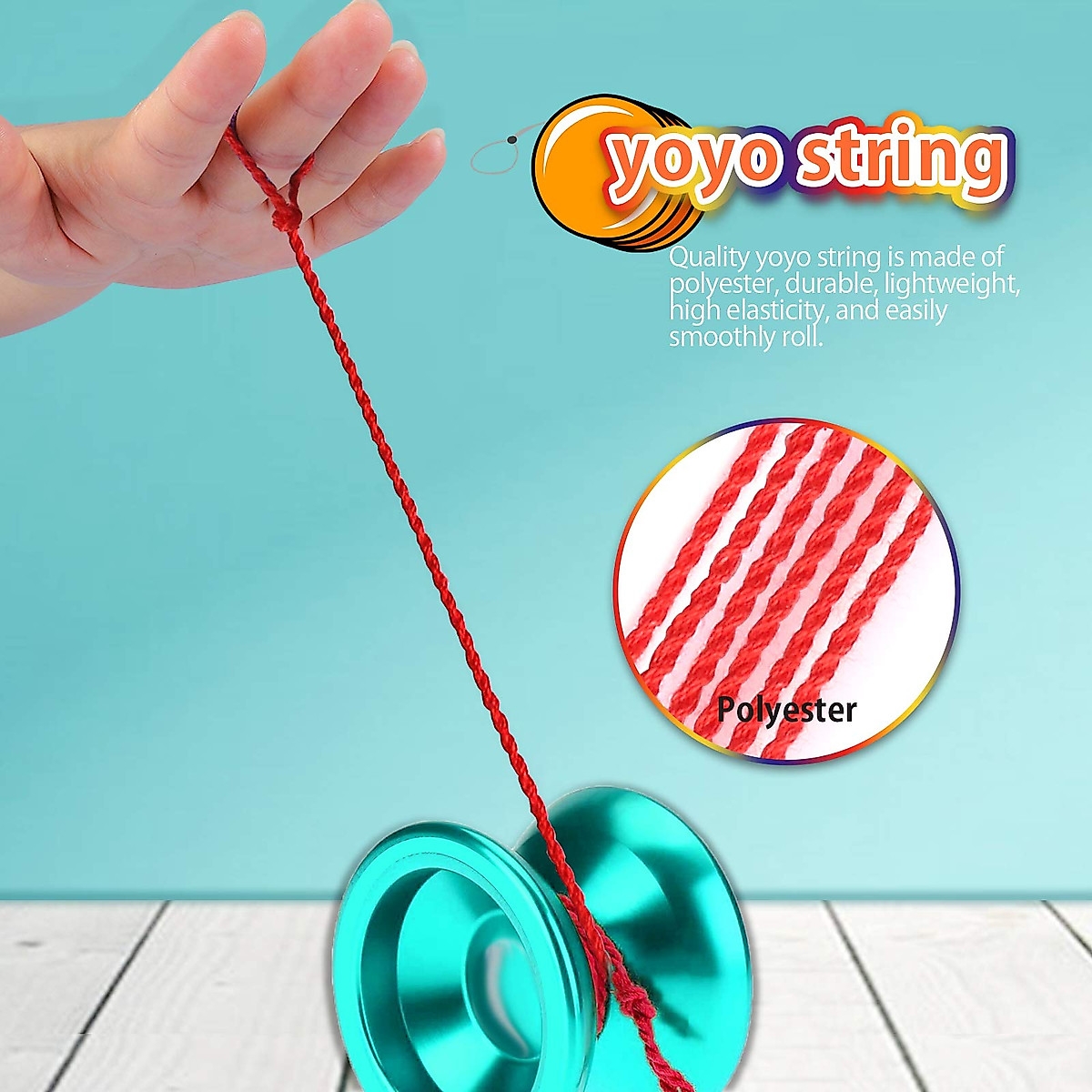 HNYYZL Polyester Yoyo String with 100pcs Professional Yoyos String Replacement for Responsive and Non Responsive Yoyos and 10 Pieces Finger Brace