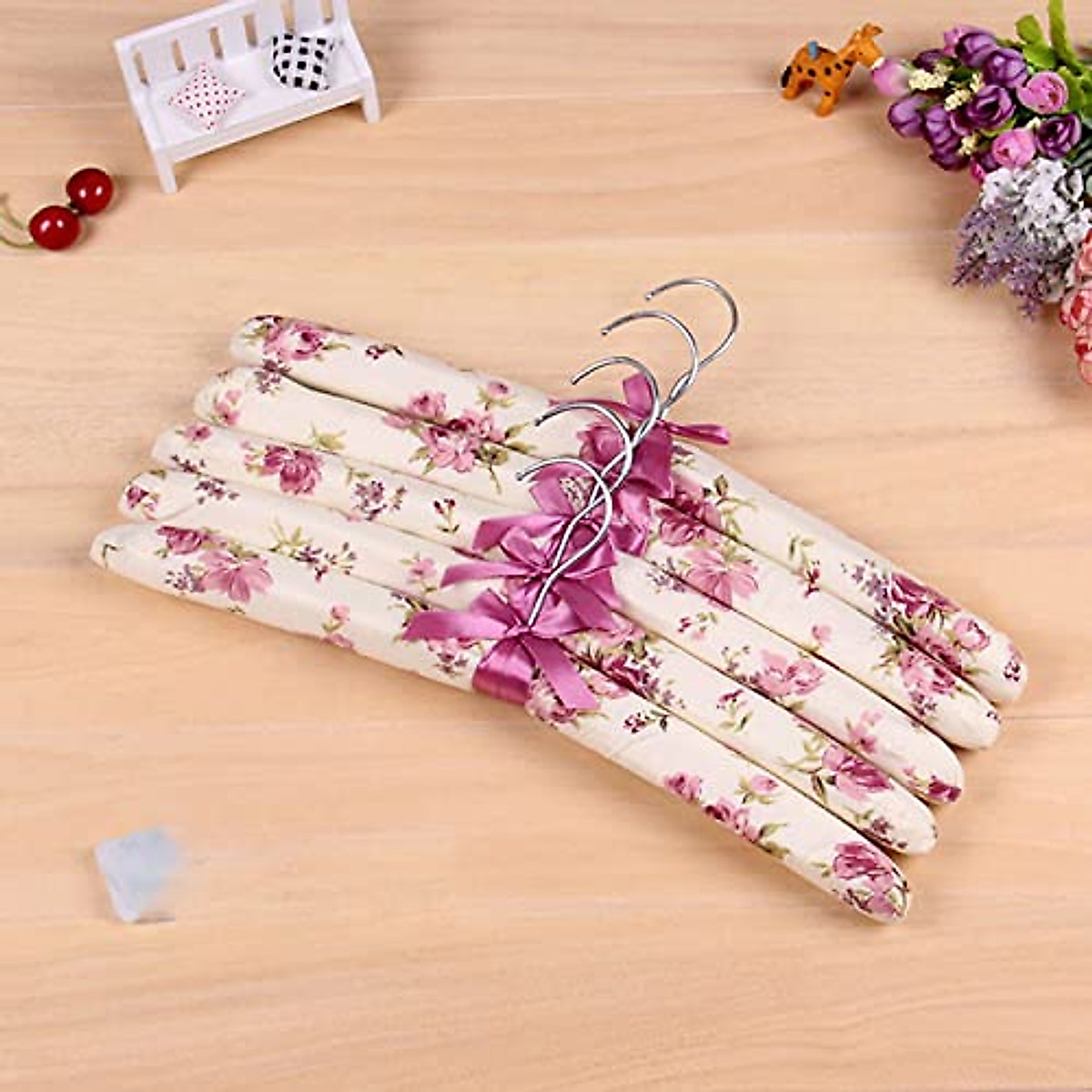 10PCS Clothes Hangers Printed Bow Padded Hanger Thickened Non-Slip Wedding Dress Hanger for Closet or Bedroom