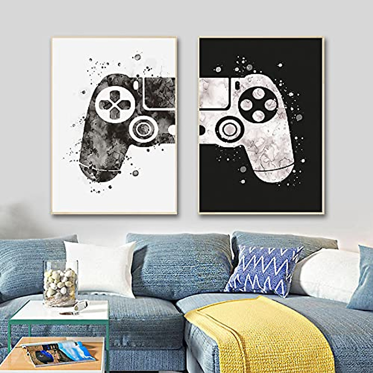 Gaming Room Decor Canvas Painting Video Game Themed Gaming Canvas Wall Art Black and White Video Game Wall Art Posters and Prints Canvas Paintings Pictures for Kids Teen Game Room Decor art Unframed