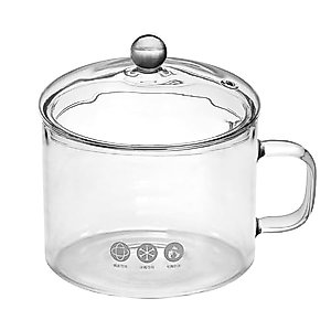 50Oz Cooking Saucepan, Clear Glass Cooking Pot Heat Resistant Stovetop Pot, Multi-Function Stew Pot for Home Kitchen Restaurant