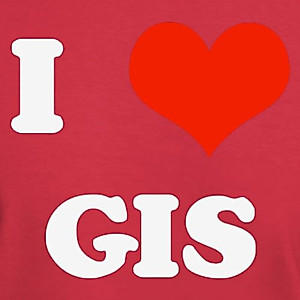 CafePress I Love GIS Dark T Shirt Men's Traditional Fit Dark Casual Tshirt Red