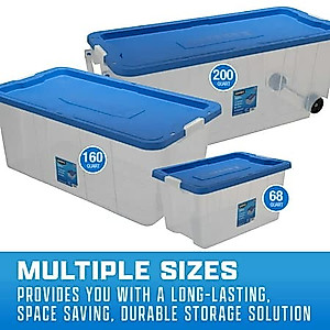 Infityle 200 Quart Latching Rolling Plastic Storage Bin Container, Clear, Set of 2