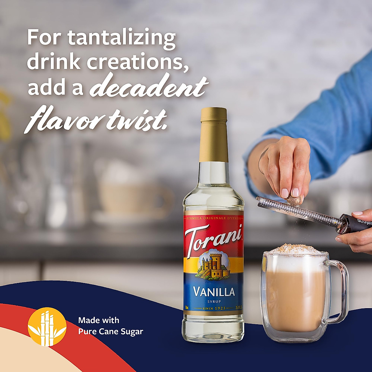 Torani Coffee Syrup, Vanilla Flavored Syrup for Drinks, Pump Included, 25.4 Fl Oz