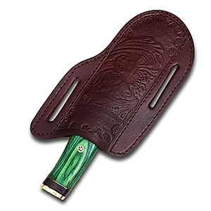 Leather Knife Sheath, Tooled Leather Sheath, Belt Sheath, Pan Cake Sheath, Beautiful Cow Boy Bull Cutter Knife Leather Cover 100% Real Leather SS-17701 (Cowhide Leather)