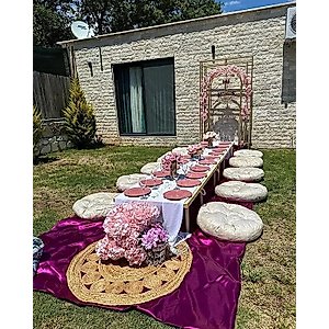 Kids party table,Wood table (30"W x 90"L x13"H) boho table, wooden table, low foldable table,low table, boho picnic table,large garden table (Natural Wood) FOR 13 PERSON