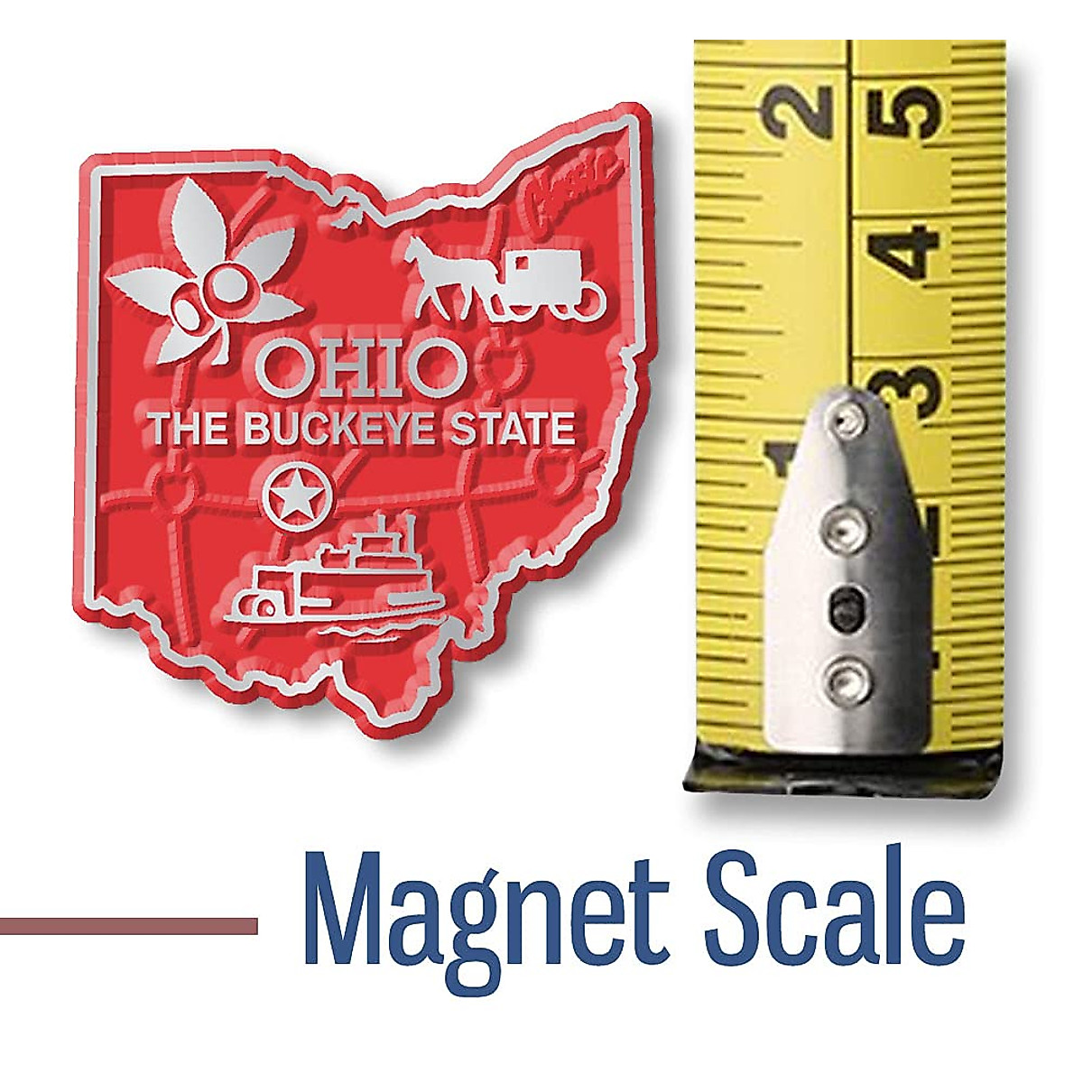Ohio Small State Magnet by Classic Magnets, 1.7" x 1.8", Collectible Souvenirs Made in The USA