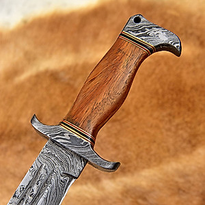 Black Smith Custom Knives Handmade Damascus steel bowie knife with sheath Fixed blade hunting bowie knife for Survival Camping and Bushcraft 13inch Knife (BSCK-HK-1100)