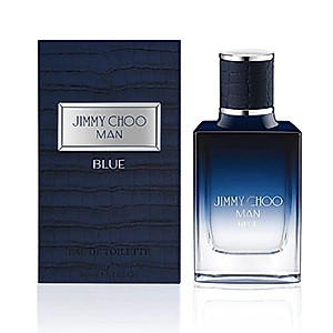 JIMMY CHOO Man Blue Eau de Toilette - Long Lasting Fragrance with notes of Black Pepper, Cypress & Vanilla Bean - Leathery & Woody - 1.0 fl. oz.