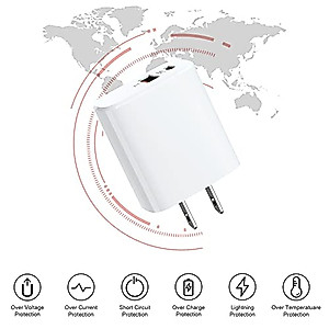 2 Pack 20W USB C Fast Charger Dual Port Wall Charger Block iPhone Charger QC+PD3.0 USB C+A for iPhone 14 Plus 14 Pro Max 13 12 Pro Max Mini 11 XS XR X, iPad Pro Air 10 9 8 7