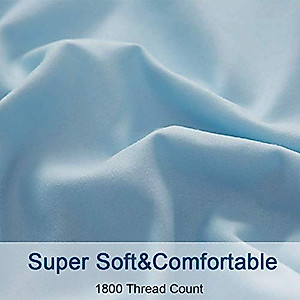SONORO KATE Bed Sheet Set Super Soft Microfiber 1800 Thread Count Luxury Egyptian Sheets 16-Inch Deep Pocket，Wrinkle -3 Piece (Spa Blue, Twin XL)