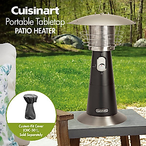 Cuisinart COH-500 Portable Tabletop Patio, 11,000 BTU Outdoor Propane Heater with Safety Tilt Switch and Burner Screen Guard, 30 sq. Foot Heat Range, Black