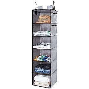 Storage Works 6-Shelf Hanging Fabric Closet Organizer w/Side Pockets