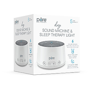 Pure Enrichment® Doze™ Sound Machine and Sleep Therapy Light - 6 Soothing Sounds, Relaxing Pulse Light, Auto Sleep Timer, and Built-in USB Charger - All-Natural Sleep Aid and Stress Reliever