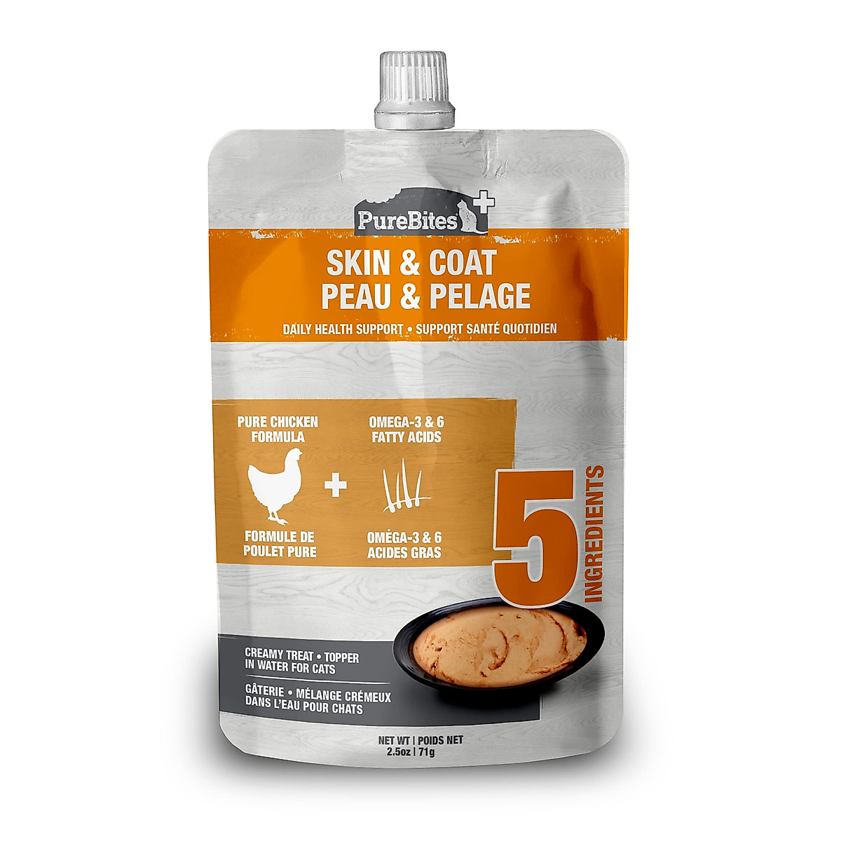 PureBites+ Skin & Coat Squeezables for Cats, only 5 Ingredients, case of 15