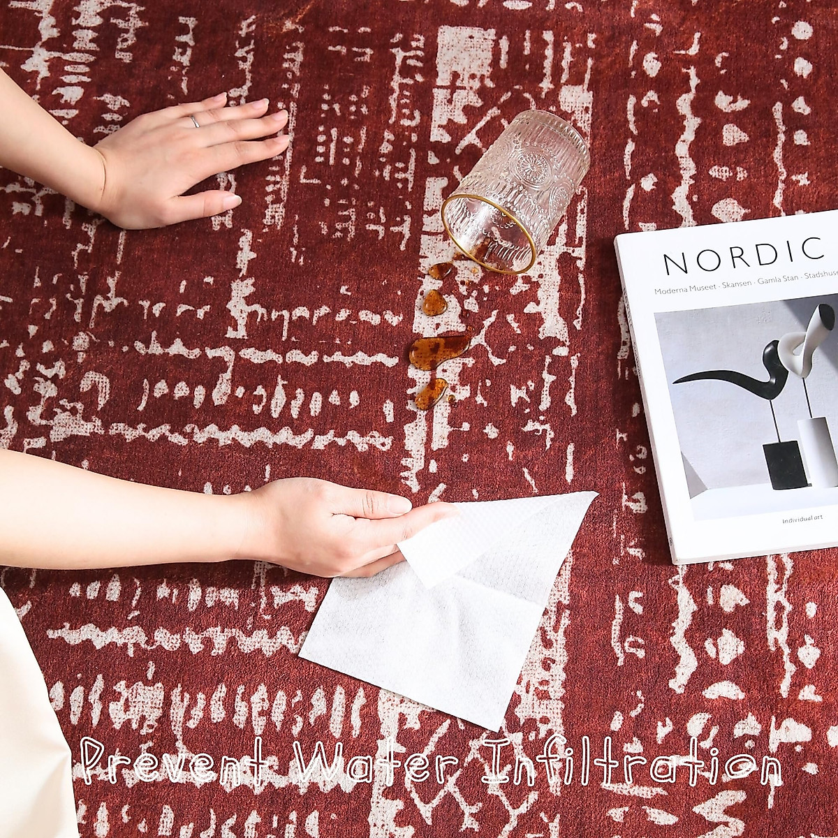 Rugcomf Runner Rug for Hallways Kitchen Runner Rug Non Slip 2'x 6' Washable Runner Rugs with Rubber Backing Soft Carpet for Hallways, Kitchen, Laundry, Bedroom, Bathroom(Terracotta)