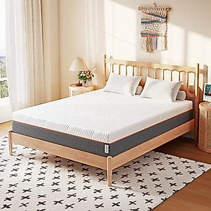 koorlian Queen Mattresses, 10 Inch Gel Memory Foam Mattress for Cooling Sleep & Pressure Relief, Queen Size Mattress in a Box with Knitted Cover, Motion Isolation, Fiberglass Free, Orange