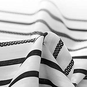 jinchan Black and White Shower Curtain Fabric Shower Curtain for Bathroom Modern Black Striped Shower Curtain Spring Water Repellent in Bath 70x72 inches Long Shower Curtains Set with Curtain Hooks