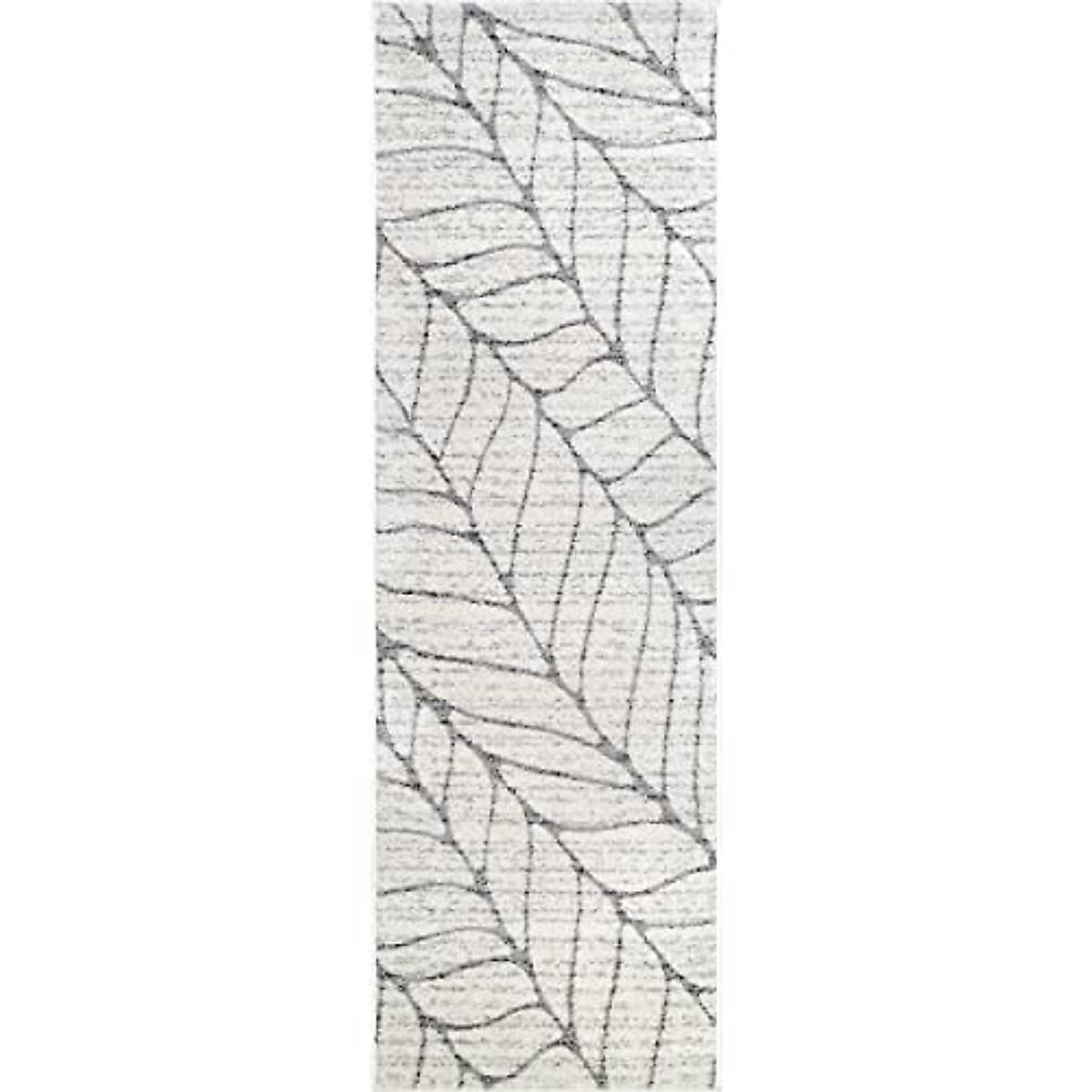 nuLOOM Leaves Abstract Runner Rug, 2' 6" x 6', Light Grey