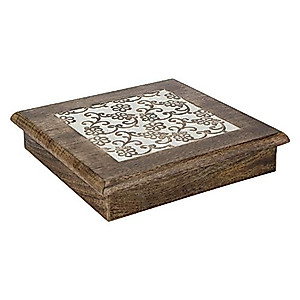 SAVON Wooden Step Stool Small Footstool footrest Table White Flowers