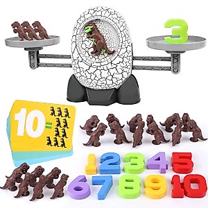 Nueplay 62PCS Balance Math Game, Kids Cartoon Dinosaur Toys STEM Educational Kindergarten Preschool Learning Counting Game for Boys & Girls, Ideal Chrismas Birthday Gift Toys for Children Toddlers