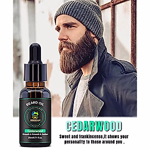 Beard Oil 5 Pack w/Unscented,Cedarwood,Sandalwood,Vanilla,Orange,Christmas Stocking Stuffers Fathers Valentines Day Gifts for Men Him Dad Boyfriend Husband,Beard Growth,Soften,Moisturizing,Strength