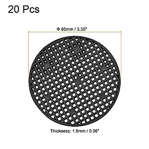 MECCANIXITY Flower Pot Hole Mesh Pad 3.3 Inch Bonsai Plant Bottom Round Plastic Soil Grid Screen Mat, Black Pack of 20
