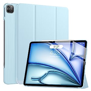 Soke for iPad Air 13 Inch Case (M3/M2) 2025/2024,iPad Pro 12.9 Case 2022 2021(6th 5th Generation) - [Slim Trifold Stand + Auto Wake/Sleep],Protective Hard PC Back Cover (Light Blue)