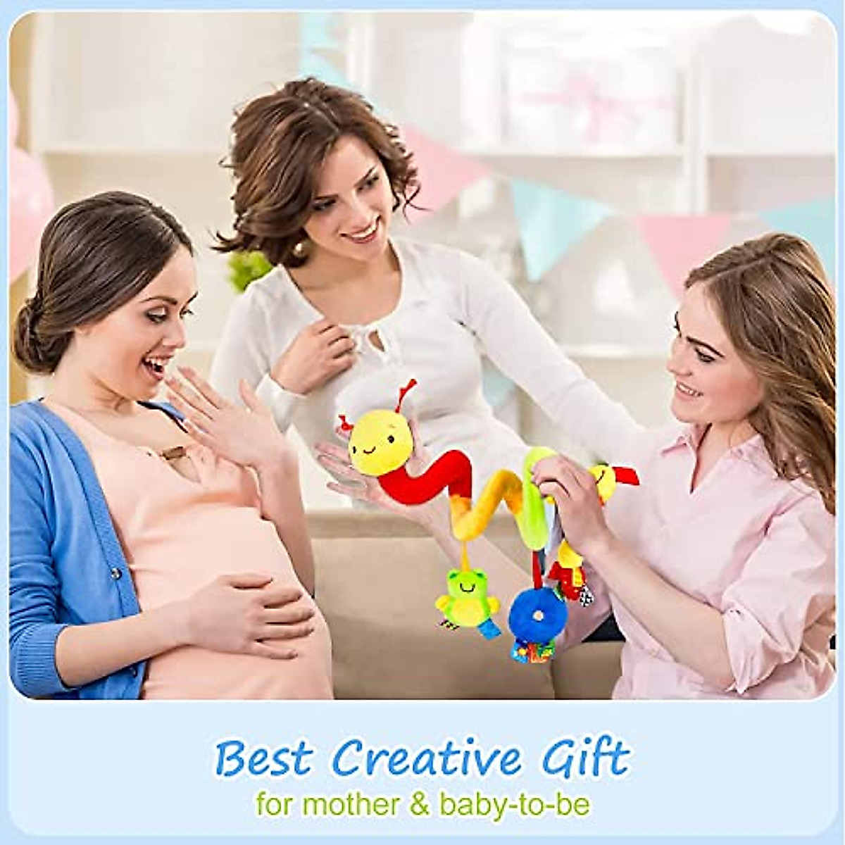 FPVERA Carseat Toys for Infants 0-6 Months Spiral Stroller Toys Newborn Toys, Plush Hanging Baby Rattle Sensory Toys 0-6 Months for Crib Mobile Bassinet for 0 3 6 9 12 Boys Girls Ideal Gifts