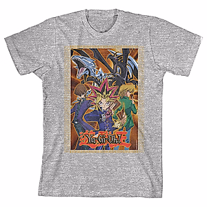 Yu-Gi-Oh Main Characters Youth Athletic Gray Graphic Tee-S