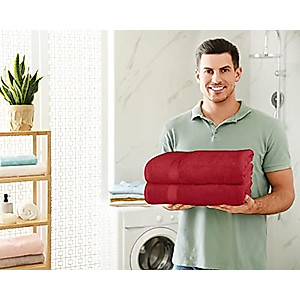 Utopia Towels - Luxurious Jumbo Bath Sheet 2 Piece - 600 GSM 100% Ring Spun Cotton Highly Absorbent and Quick Dry Extra Large Bath Towel - Super Soft Hotel Quality Towel (35 x 70 Inches, Red)