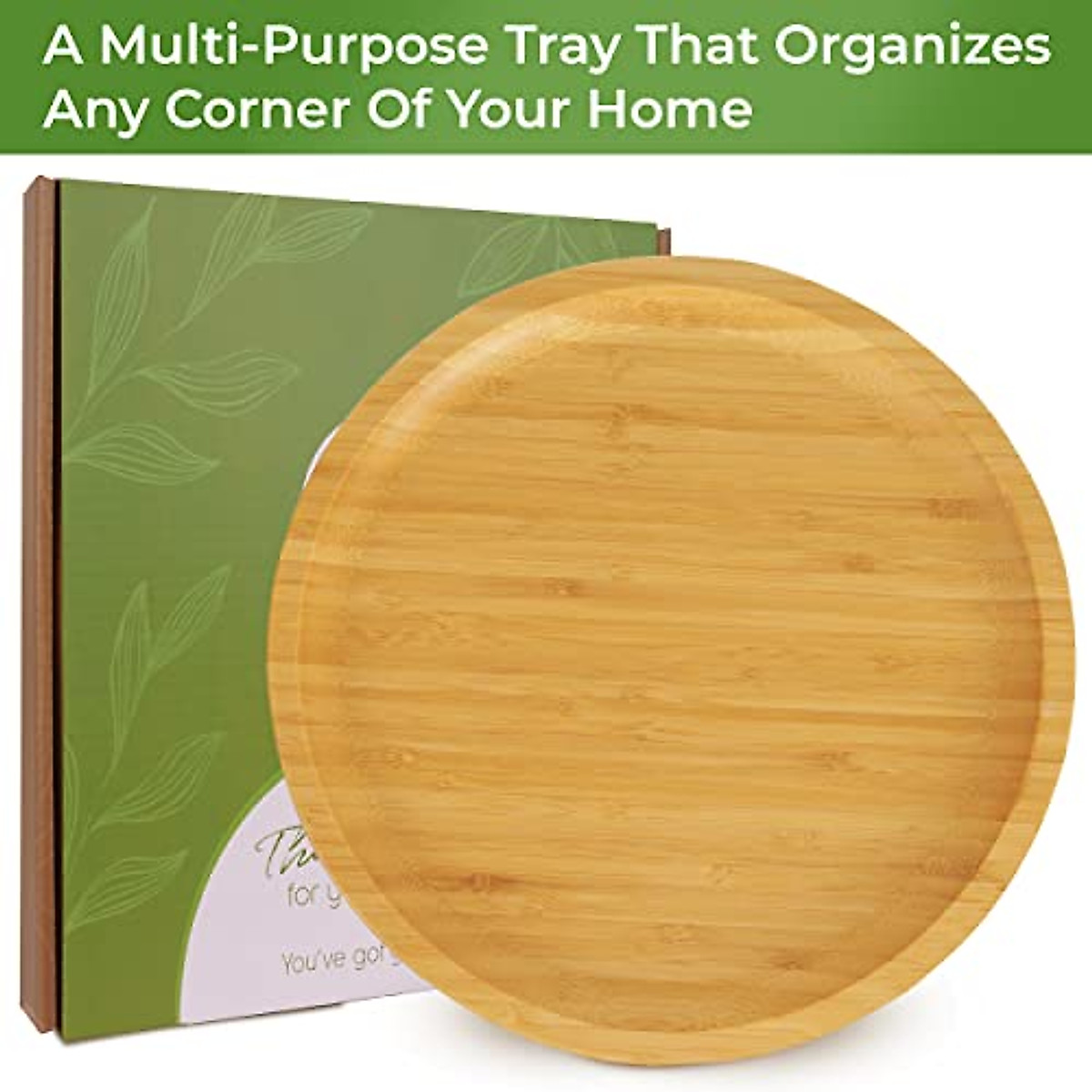Bathroom Vanity Tray, Bamboo Vanity Tray, Waterproof and Sturdy Round Vanity Trays for Bathroom, Multifunctional Decorative Trays, Versatile to Use in The Kitchen, Bedroom, or Living Room