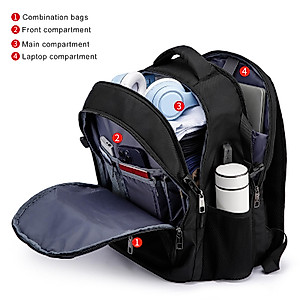 LIBENED Laptop Backpack for Men Women, Extra Large 50L Laptop Travel Back Pack with USB Charging Port, School Backpack for Teen, Waterproof College Mochila Fits 17 Inch Computer, Black