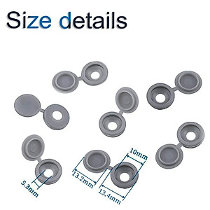 INCREWAY Screw Covers, 100pcs Gray Plastic Screw Cap Hinged Fold Over Caps Rubber Dust Washer Flip Tops with Storage Box (Gray)